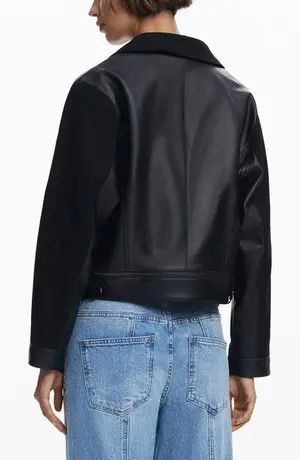 Desigual Faux Leather Moto Jacket - Black