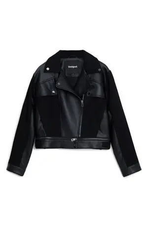 Desigual Faux Leather Moto Jacket - Black