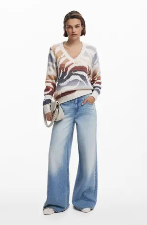 Desigual Ombré V-neck Sweater