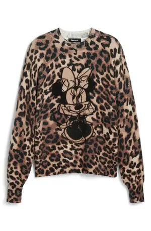 Desigual Minnie Mouse Leopard Print Sweater