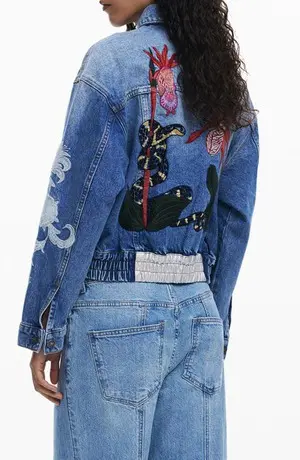 Desigual Embroidered Denim Trucker Jacket