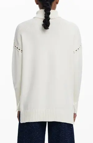 Desigual Laced Sleeve Turtleneck Sweater