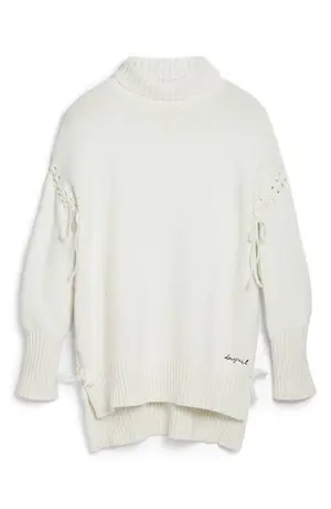 Desigual Laced Sleeve Turtleneck Sweater