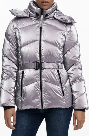 Desigual Quilted Puffer Coat With Removable Hood - Pink
