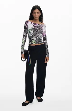 Desigual Abstract Print Ballet Neck T-shirt