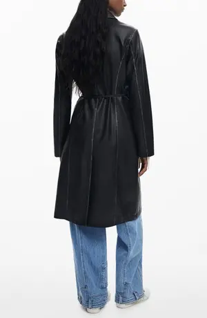 Desigual Faux Leather Belted Coat