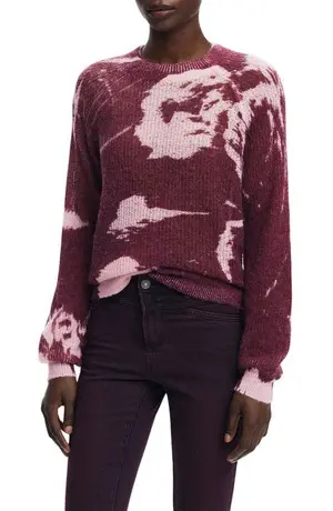 Desigual Abstract Print Crewneck Pullover - Red