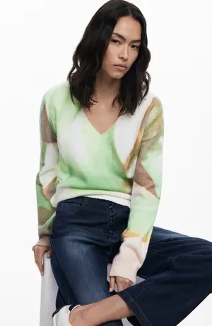 Desigual Abstract Print V-neck Pullover