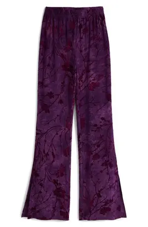 Desigual Floral Burnout Flare Pants - Medium Purple