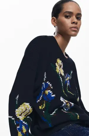 Desigual Floral Embroidered Sweater