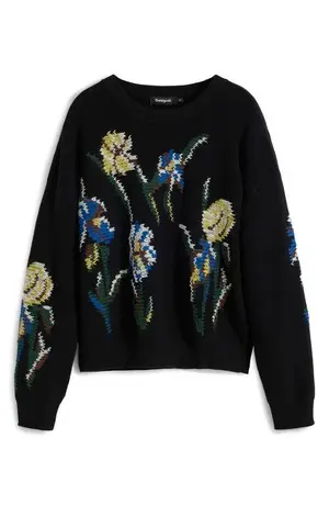 Desigual Floral Embroidered Sweater