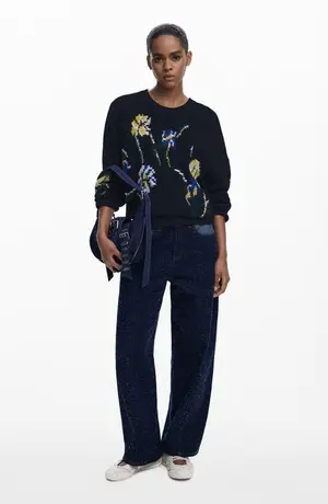 Desigual Floral Embroidered Sweater