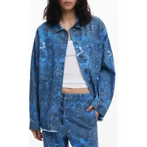 Desigual Floral Print Denim Jacket