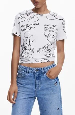 Desigual Mickey Mouse Graphic T-shirt - White
