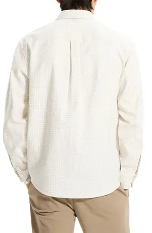 Theory Weekend Woods Check Cotton Button-up Shirt - Winter Ivory Multi
