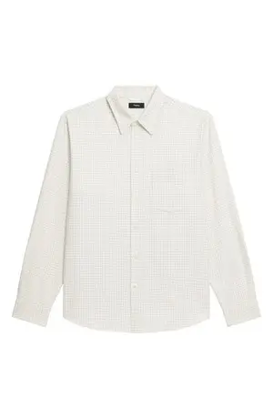 Theory Weekend Woods Check Cotton Button-up Shirt - Winter Ivory Multi