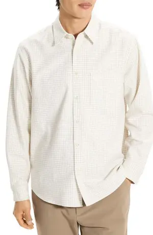 Theory Weekend Woods Check Cotton Button-up Shirt - Winter Ivory Multi