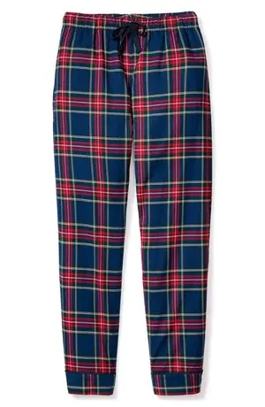 PETITE PLUME Windsor Tartan Cotton Pajama Pants Navy