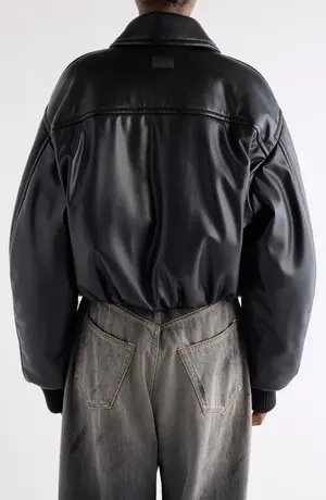 Acne Studios Onnea Faux Leather Bomber Jacket - Black