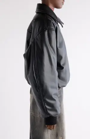 Acne Studios Onnea Faux Leather Bomber Jacket - Black