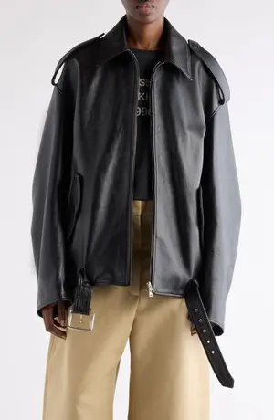 Acne Studios Linaga Oversized Leather Moto Jacket