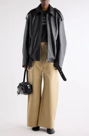 Acne Studios Linaga Oversized Leather Moto Jacket