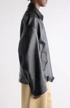 Acne Studios Linaga Oversized Leather Moto Jacket