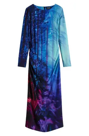 Desigual Tie Dye Long Sleeve Midi Dress