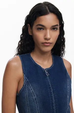 Desigual Sleeveless Mixed Media Midi Dress