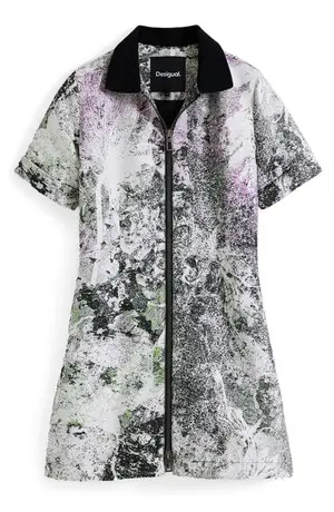 Desigual Mixed Print Zip Front Dress