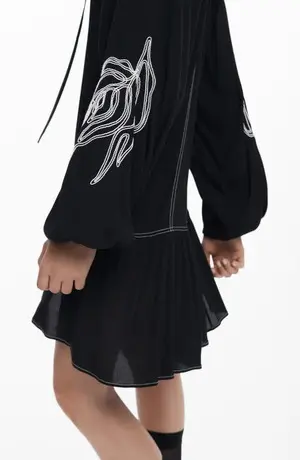 Desigual Embroidered Long Sleeve Minidress