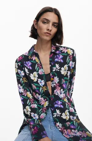 Desigual Belted Long Sleeve Midi Shirtdress