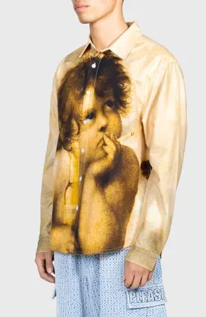 PLEASURES Cherub Cotton Button-up Shirt