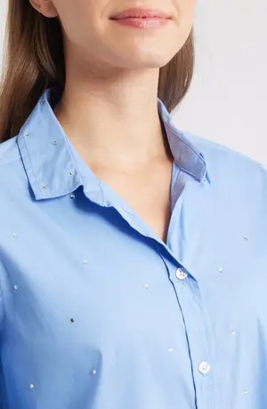 BEACHLUNCHLOUNGE Alden Rhinestone Shirt - Fresh Hydrangea