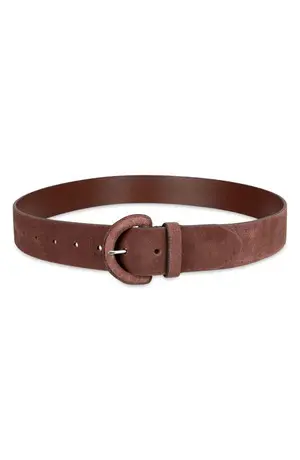 Cole Haan Covered Buckle Suede Belt - Brown