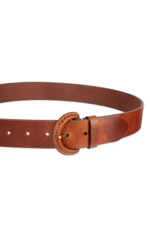Cole Haan Covered Buckle Suede Belt - Tan