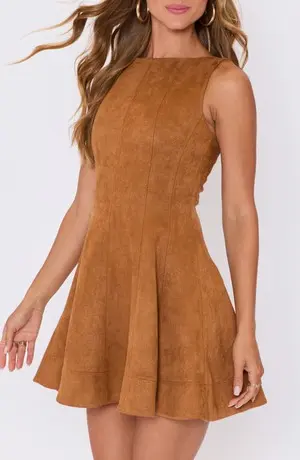 VICI Maeve Faux Suede Fit & Flare Minidress