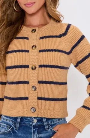 VICI Nadia Stripe Crop Cardigan
