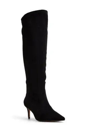 Aldo Pointed Toe Knee High Boots - Black