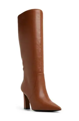 Aldo Pointed Toe Knee High Boots - Camel