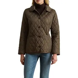 Ralph Lauren Quilted Button-front Jacket - Brown Mini Check