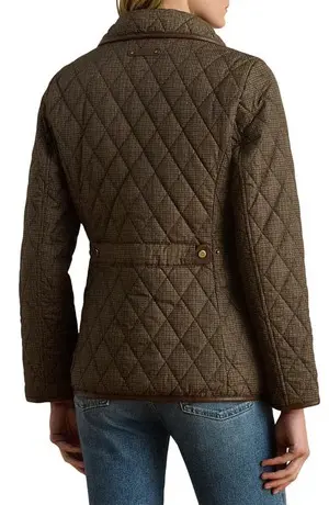 Ralph Lauren Quilted Button-front Jacket - Brown Mini Check