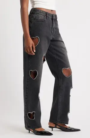 PTCL Heart Cutout Wide Leg Jeans