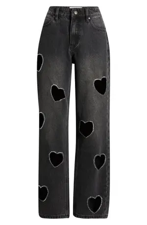 PTCL Heart Cutout Wide Leg Jeans
