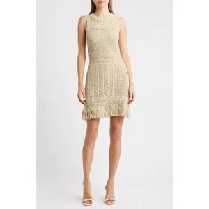 MILLY Beaded Fringe Knit Minidress