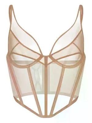ZHILYOVA Asteria Mesh Panel Corset - Neutrals