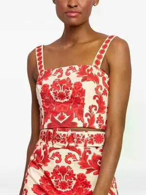 Cara Cara Helena Floral-print Smocked Top - Red