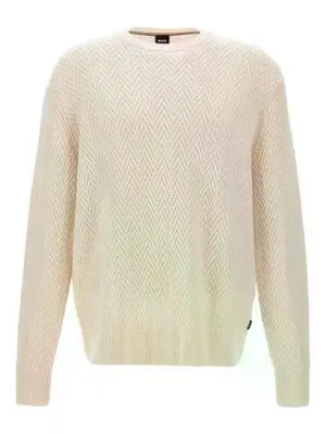BOSS Herringbone Knit Crew-neck Sweater
