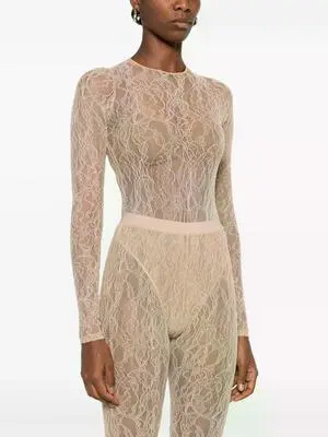 Wardrobe.NYC Lace Long-sleeves Bodysuit - Neutrals