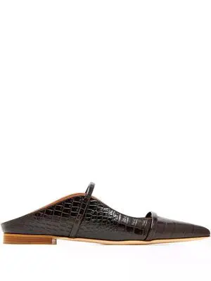 MALONE SOULIERS Maureen Crocodile-effect Mules - Brown